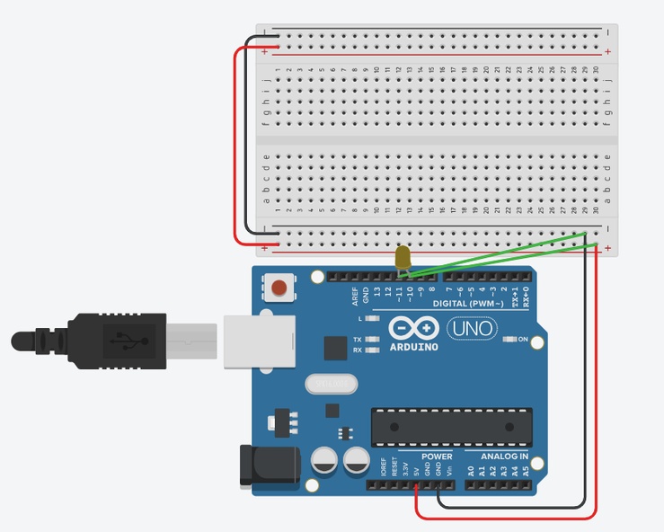 Arduino com led amarelo no tinkercad | Manual Maker